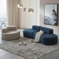 China Modern Curved Cobblestone Two-Seater Sofa Extendable Fabric for Small Apartment Living Room for sale