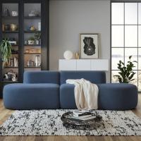 China Modern Curved Cobblestone Two-Seater Sofa Extendable Fabric for Small Apartment Living Room for sale