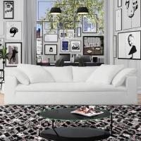 China Modern Rectangle Comfortable High-Density Sponge Fabric Double Seat Sofa Cushion Bench Customizable Eco-Friendly Villa Sectional for sale