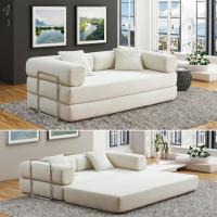 China Modern Square Modular Sectional Sofa Bed with Stainless Steel Legs Corduroy Fabric 2-Seat for sale