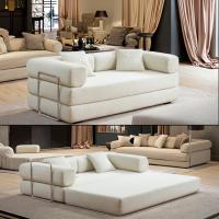 China Modern Square Modular Sectional Sofa Bed with Stainless Steel Legs Corduroy Fabric 2-Seat for sale