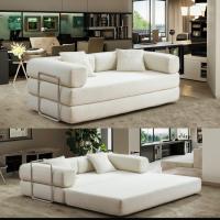 China Modern Square Modular Sectional Sofa Bed with Stainless Steel Legs Corduroy Fabric 2-Seat for sale