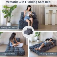 China Extendable Convertible Bean Bag Sofa Bed One Seat Futon Couch Floor Lounger Lazy Sofa 80cm Corduroy for sale