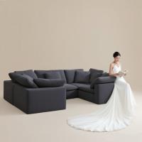 China Modern U-Shape Sectional Sofa Modular Compressed Fabric Eco-Friendly Sofa Bed Customizable Double Seat Living Cloud Villa for sale