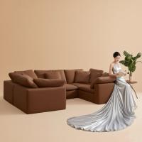 China Modern U-Shape Sectional Sofa Modular Compressed Fabric Eco-Friendly Sofa Bed Customizable Double Seat Living Cloud Villa for sale