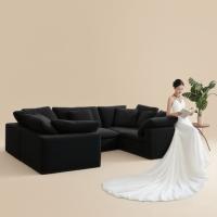 China Modern U-Shape Sectional Sofa Modular Compressed Fabric Eco-Friendly Sofa Bed Customizable Double Seat Living Cloud Villa for sale
