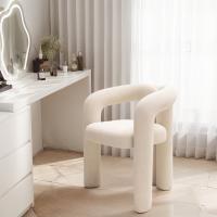 China Beige Upholstered Accent Side Chair with Arms Cream Style Dressing Table Vanity Chair for Bedroom Living Room for sale