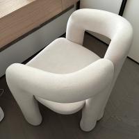 China Beige Upholstered Accent Side Chair with Arms Cream Style Dressing Table Vanity Chair for Bedroom Living Room for sale