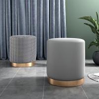 China Round Fabric Ottoman Stool with Stainless Steel Gold Plating for Dressing Table Makeup Use for sale