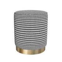 China Round Fabric Ottoman Stool with Stainless Steel Gold Plating for Dressing Table Makeup Use for sale