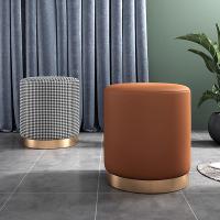 China Round Fabric Ottoman Stool with Stainless Steel Gold Plating for Dressing Table Makeup Use for sale