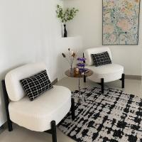 China Italian Modern White Lamb Fleece Fabric Reclining Chair with Metal Frame for Living Room Bedroom for sale