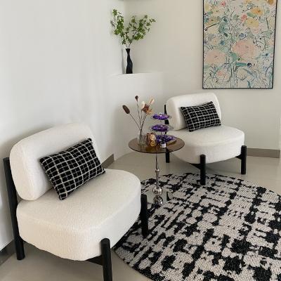 China Italian Modern White Lamb Fleece Fabric Reclining Chair with Metal Frame for Living Room Bedroom for sale