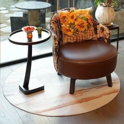 China Retro Swivel Single Sofa Chair with Solid Wood Frame Fabric and Leather Seat for Living Room Balcony for sale