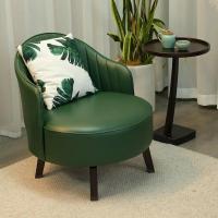 China Retro Swivel Single Sofa Chair with Solid Wood Frame Fabric and Leather Seat for Living Room Balcony for sale