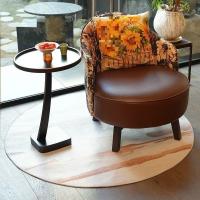 China Retro Swivel Single Sofa Chair with Solid Wood Frame Fabric and Leather Seat for Living Room Balcony for sale