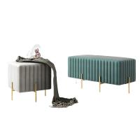 China Velvet Square Ottoman Footstool with Metal Frame 40x40x40cm for Living Room for sale