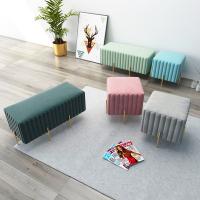 China Velvet Square Ottoman Footstool with Metal Frame 40x40x40cm for Living Room for sale