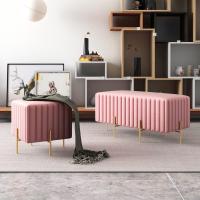 China Velvet Square Ottoman Footstool with Metal Frame 40x40x40cm for Living Room for sale
