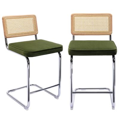 China Wholesale Mid-Century Upholstered Armless Dining Chair with Electroplated Metal Legs for Bar Restaurant for sale