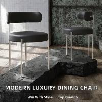 China Modern Luxury Fabric Dining Chair with Metal Legs Lamb Fleece PU Leather 7-30 Days Delivery for sale