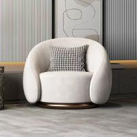 China Modern Leisure Rotatable Accent Chair Single Seat Round Velvet Fabric Sofa 360 Degree Swivel for Living Room for sale