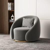 China Modern Leisure Rotatable Accent Chair Single Seat Round Velvet Fabric Sofa 360 Degree Swivel for Living Room for sale