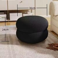 China Eco-Friendly Cream Beanbag Stool Ottoman for Children Changing Comfortable Lamb Wool Fabric Wood Frame 30cm for sale