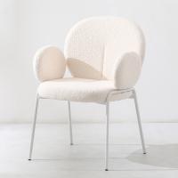 China Plush Fabric Upholstered Accent Chair with Backrest for Bedroom Living Room Dressing Makeup Vanity for sale