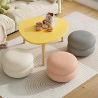 China Custom Color Lamb Wool Fabric Small Round Pouf Stool Eco-Friendly Sitting Bench for Coffee Table Living Room Bedroom for sale