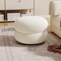 China Custom Color Lamb Wool Fabric Small Round Pouf Stool Eco-Friendly Sitting Bench for Coffee Table Living Room Bedroom for sale