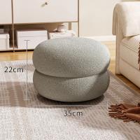 China Custom Color Lamb Wool Fabric Small Round Pouf Stool Eco-Friendly Sitting Bench for Coffee Table Living Room Bedroom for sale