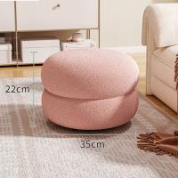 China Custom Color Lamb Wool Fabric Small Round Pouf Stool Eco-Friendly Sitting Bench for Coffee Table Living Room Bedroom for sale