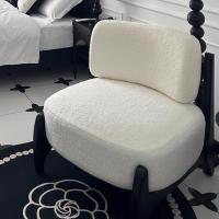 China Modern Wooden Frame Leisure Lounge Single Chair Lamb Wool Fabric Backrest Accent Sofa 80cm for sale