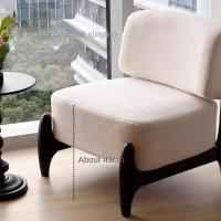 China Modern Wooden Frame Leisure Lounge Single Chair Lamb Wool Fabric Backrest Accent Sofa 80cm for sale