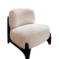 China Modern Wooden Frame Leisure Lounge Single Chair Lamb Wool Fabric Backrest Accent Sofa 80cm for sale