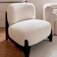 China Modern Wooden Frame Leisure Lounge Single Chair Lamb Wool Fabric Backrest Accent Sofa 80cm for sale