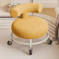 China Custom Lamb Wool Fabric Movable Low Stool with Universal Wheel Durable Portable Ottoman for Children for sale