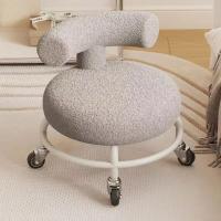 China Custom Lamb Wool Fabric Movable Low Stool with Universal Wheel Durable Portable Ottoman for Children for sale