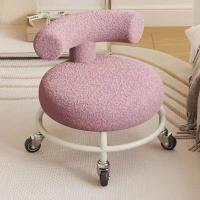 China Custom Lamb Wool Fabric Movable Low Stool with Universal Wheel Durable Portable Ottoman for Children for sale