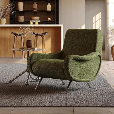 China Custom Modern Single Sofa Chair Chenille Velvet Fabric 304 Stainless Steel Frame Leisure Lounge Recliner Armchair for sale