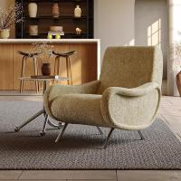 China Custom Modern Single Sofa Chair Chenille Velvet Fabric 304 Stainless Steel Frame Leisure Lounge Recliner Armchair for sale