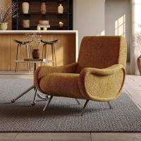 China Custom Modern Single Sofa Chair Chenille Velvet Fabric 304 Stainless Steel Frame Leisure Lounge Recliner Armchair for sale