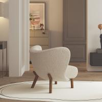 China Light Luxury White Lamb Fleece Single Sofa Chair with Sponge Filling for Living Room Hotel for sale