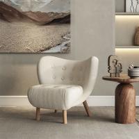 China Light Luxury White Lamb Fleece Single Sofa Chair with Sponge Filling for Living Room Hotel for sale