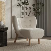 China Light Luxury White Lamb Fleece Single Sofa Chair with Sponge Filling for Living Room Hotel for sale