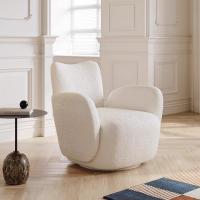 China Modern Single Lazy Sofa Chair 360 Degree Rotatable Swivel Fabric Accent Chair with Wooden Frame for Living Room for sale