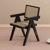 China Solid Wood PU Rattan Weaving Armchair Single Lounge Chair for Hotel Dining Room Modern Design for sale