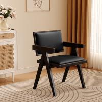China Solid Wood PU Rattan Weaving Armchair Single Lounge Chair for Hotel Dining Room Modern Design for sale