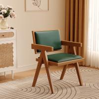 China Solid Wood PU Rattan Weaving Armchair Single Lounge Chair for Hotel Dining Room Modern Design for sale